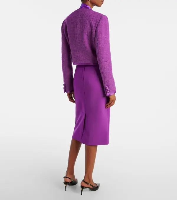 Dolce & Gabbana Cotton And Silk-blend Tweed Jacket - Purple