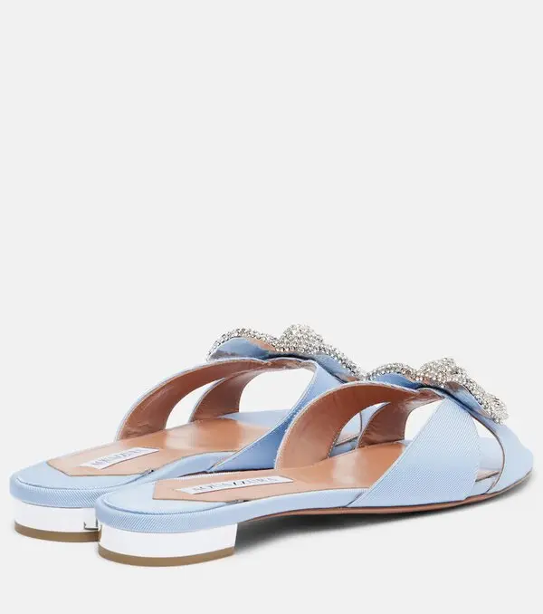 AQUAZZURA Very Bow Tie Embellished Flats - Blue
