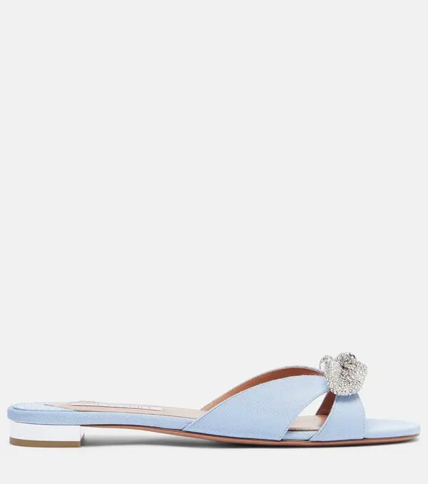 AQUAZZURA Very Bow Tie Embellished Flats - Blue