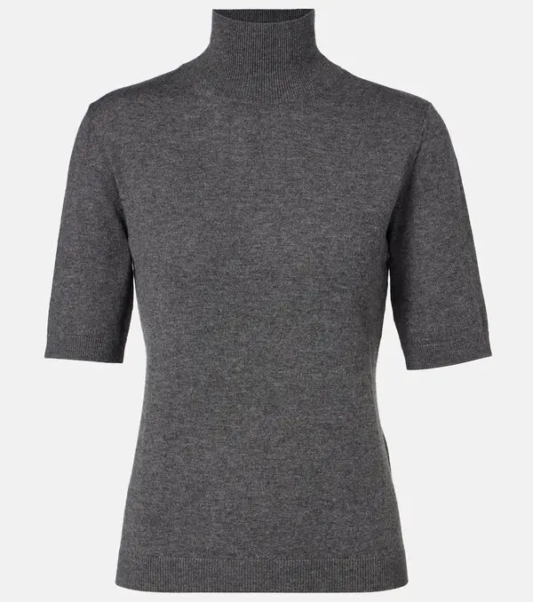 Max Mara Cantone Wool Turtleneck Top - Grey