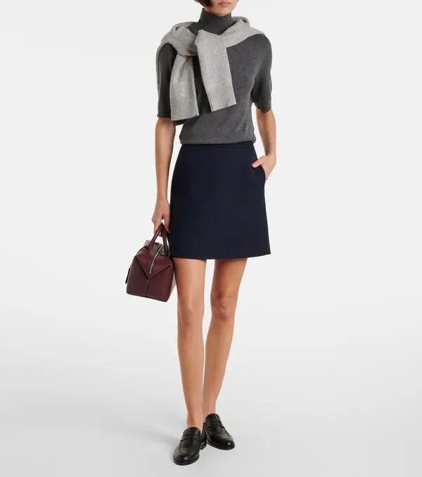 Max Mara Cantone Wool Turtleneck Top - Grey