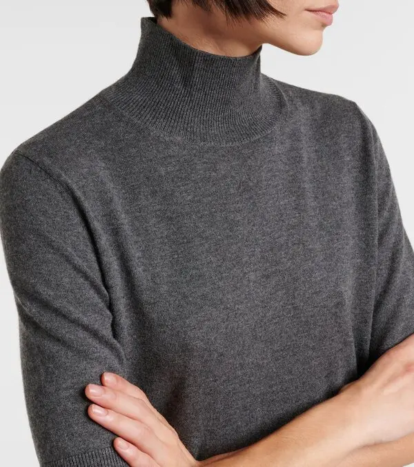Max Mara Cantone Wool Turtleneck Top - Grey
