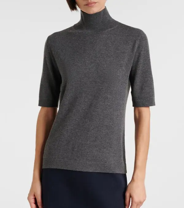 Max Mara Cantone Wool Turtleneck Top - Grey