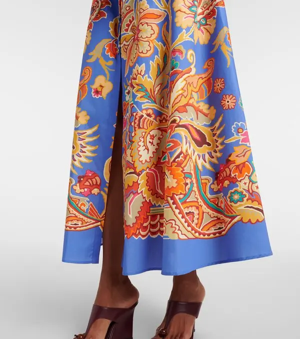 Etro Belted Paisley Cotton Maxi Dress