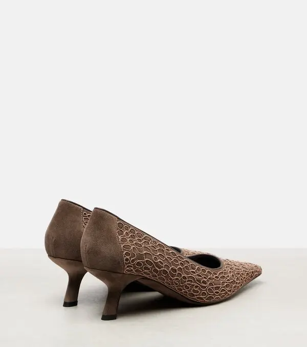 Brunello Cucinelli Embellished Suede Pumps