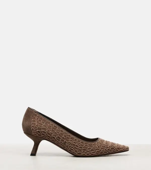 Brunello Cucinelli Embellished Suede Pumps