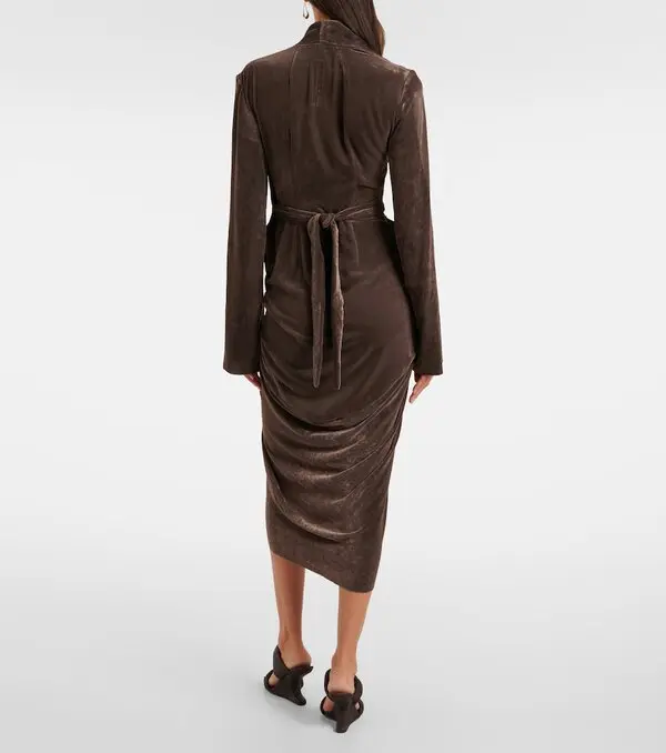 Rick Owens Wrap Midi Dress - Brown