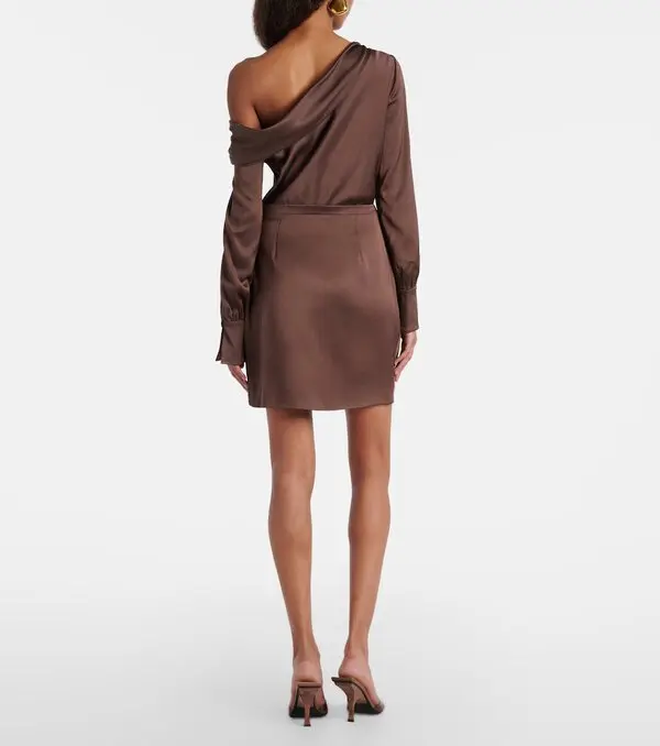 Simkhai Cameron Draped One-shoulder Mini Dress - Brown