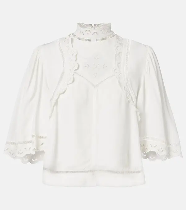 Isabel Marant Étoile Frany Broderie Anglaise Crêpe Top - White