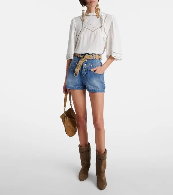 Isabel Marant Étoile Frany Broderie Anglaise Crêpe Top - White