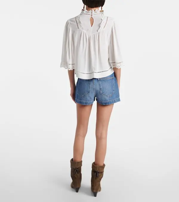 Isabel Marant Étoile Frany Broderie Anglaise Crêpe Top - White