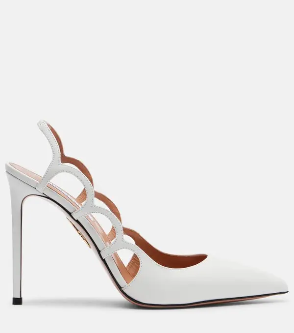 AQUAZZURA Endless Love 105 Leather Slingback Pumps