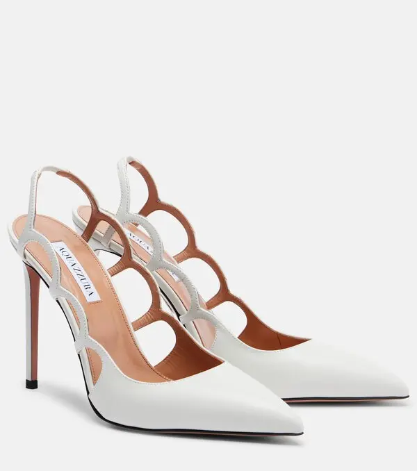 AQUAZZURA Endless Love 105 Leather Slingback Pumps - White