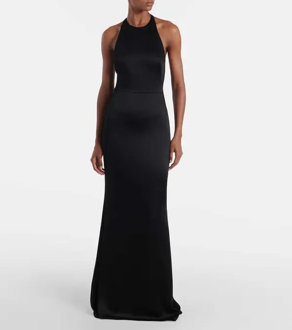 Givenchy Open-back Crêpe And Satin Gown - Black