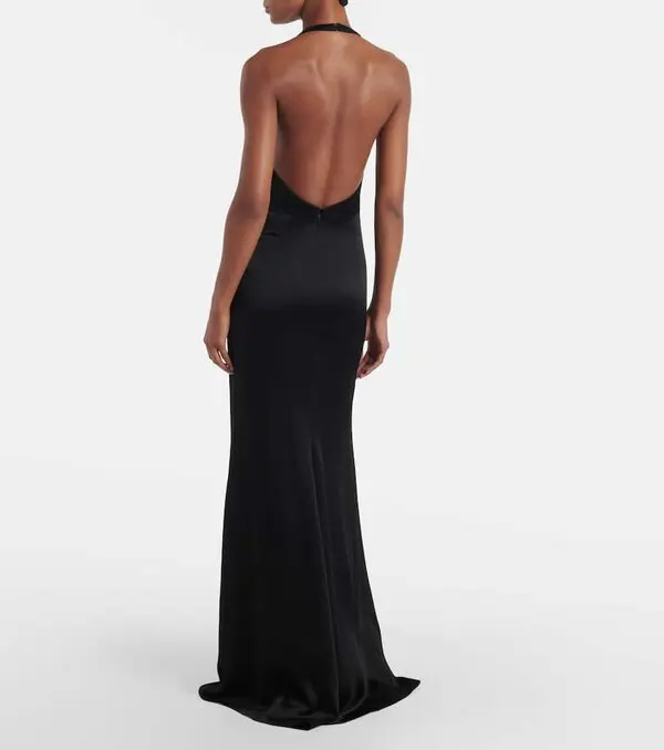 Givenchy Open-back Crêpe And Satin Gown - Black