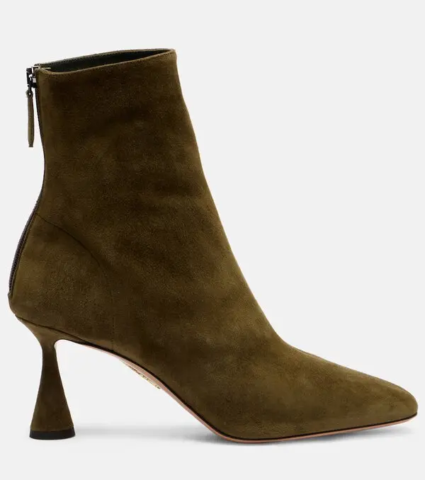 AQUAZZURA Amore 75 Suede Ankle Boots - Green