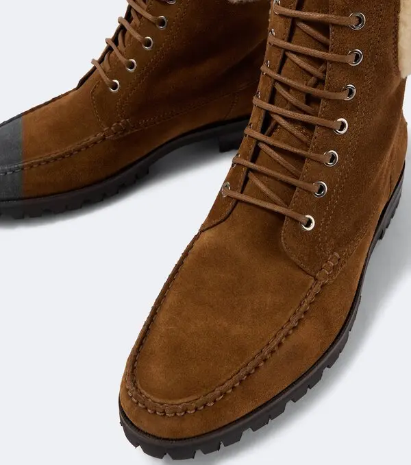 Manolo Blahnik Sycamor Shearling-trimmed Suede Boots