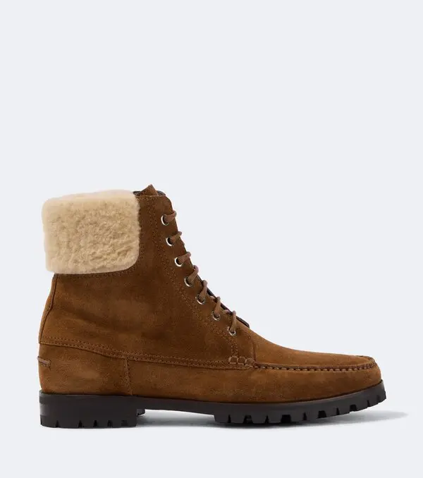 Manolo Blahnik Sycamor Shearling-trimmed Suede Boots