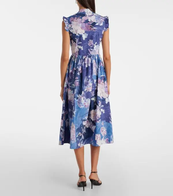 Erdem Flared Floral Midi Dress - Blue