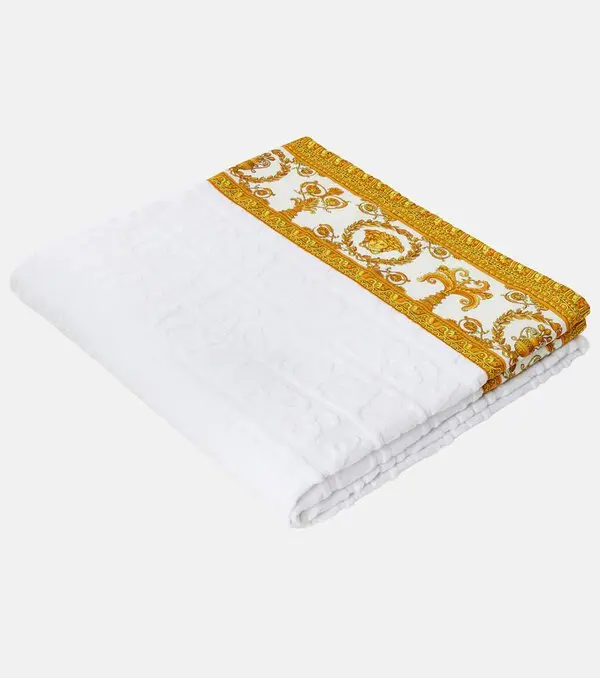 Versace Allover Cotton Terry Beach Towel - White