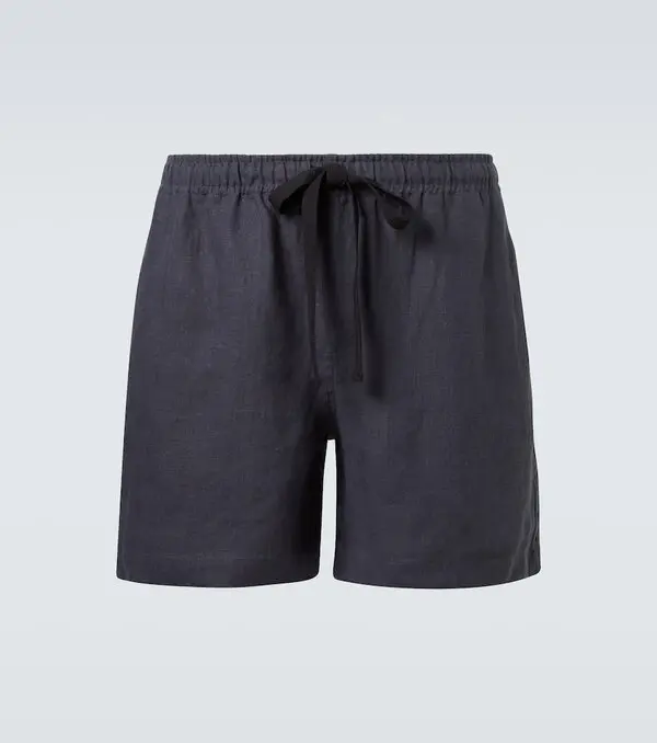 Commas Linen Shorts - Blue