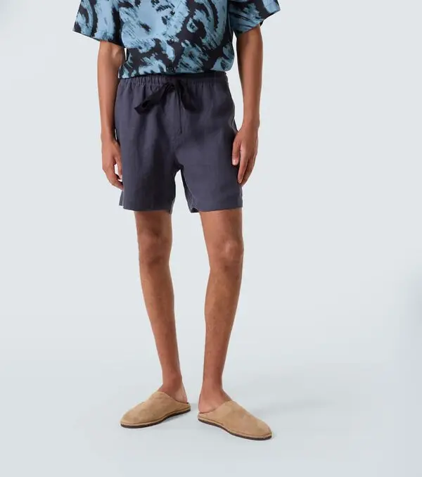 Commas Linen Shorts - Blue