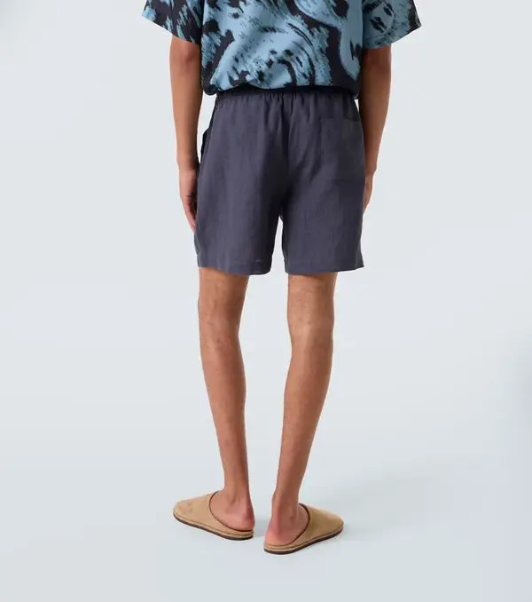 Commas Linen Shorts - Blue