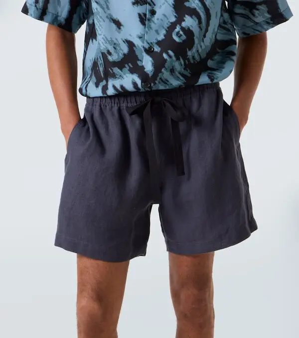 Commas Linen Shorts - Blue