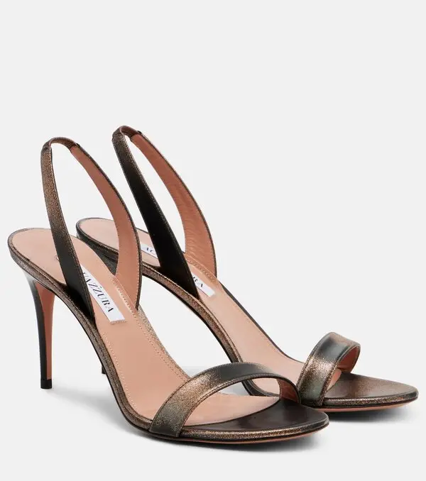 AQUAZZURA So Nude 85 Leather Slingback Sandals