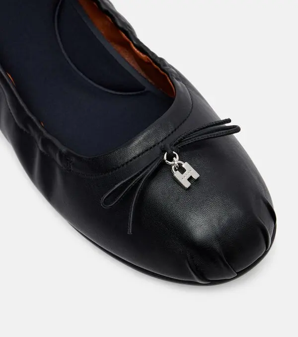 Hogan Olympia Leather Ballerina Flats - Black