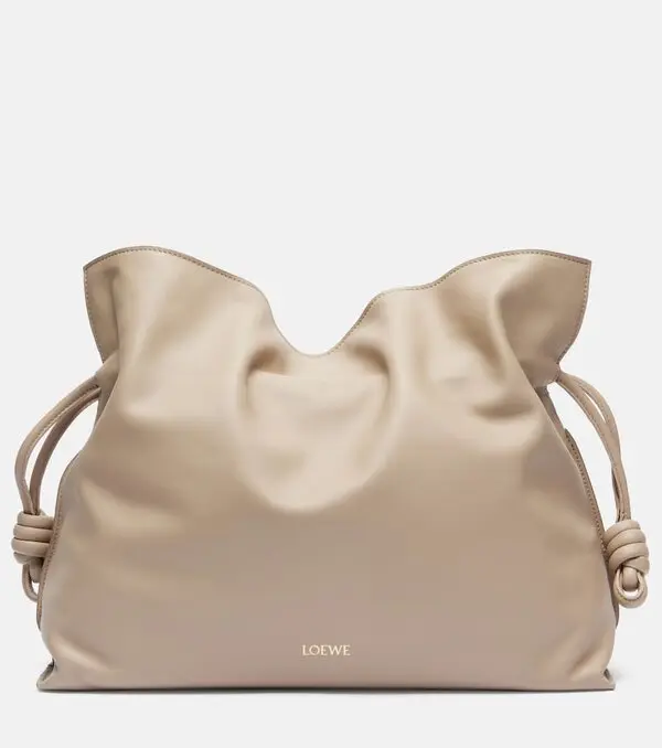 Loewe Flamenco Large Leather Clutch - Beige