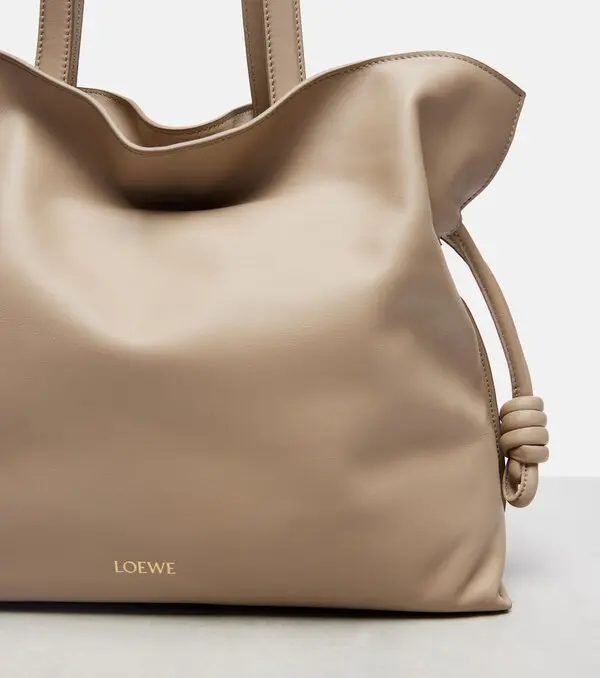 Loewe Flamenco Large Leather Clutch - Beige