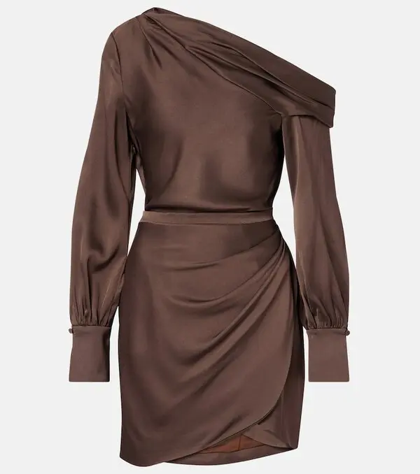 Simkhai Cameron Draped One-shoulder Mini Dress - Brown