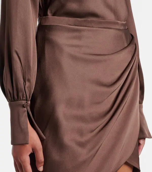 Simkhai Cameron Draped One-shoulder Mini Dress - Brown