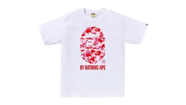 A BATHING APE Abc Camo Bathing Ape Tee Shirt - White/pink