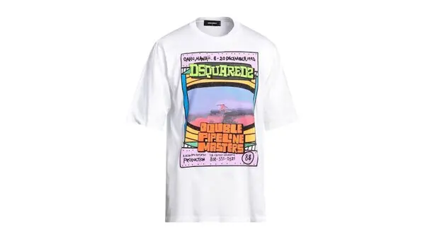 Dsquared2 Double Pipeline Masters Design Skater Fit T-shirt - White