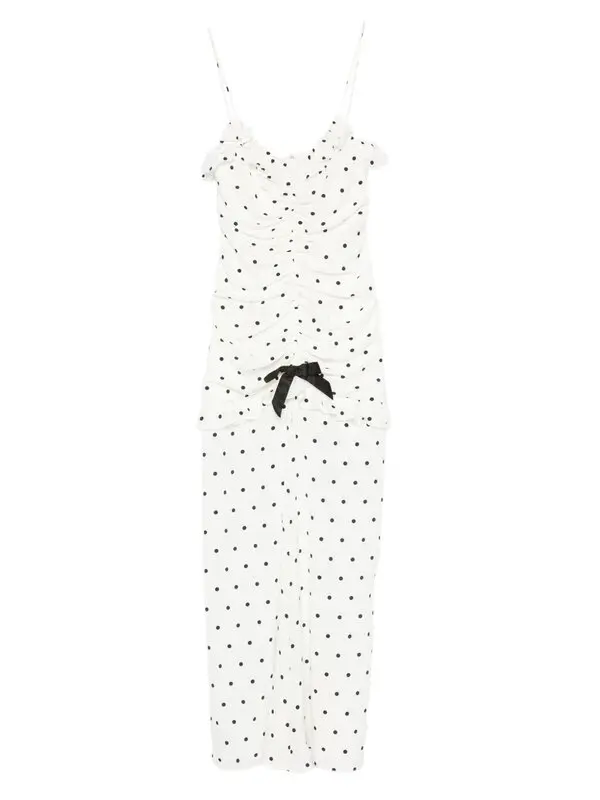 Alessandra Rich Polka-dot Ruffled Dress - White