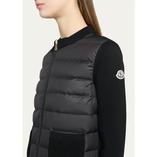 Moncler Padded Wool Zip-up Cardigan - Black