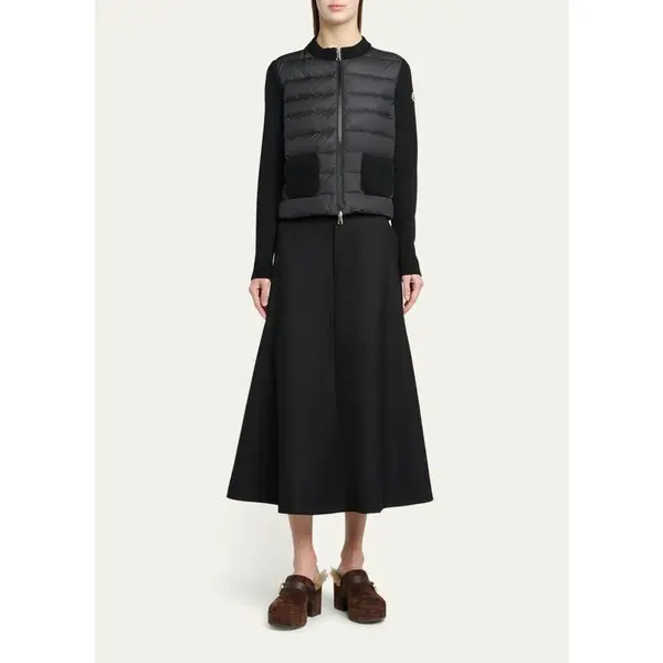 Moncler Padded Wool Zip-up Cardigan - Black