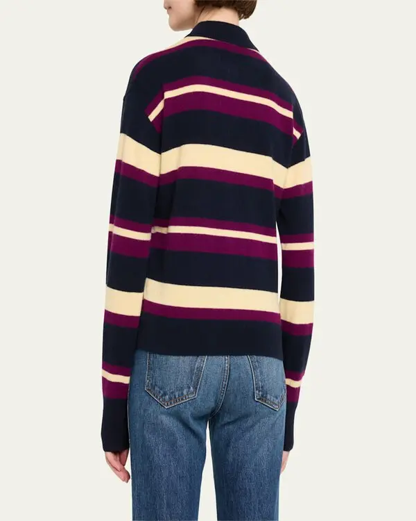 Guest In Residence Collegiate Striped Cashmere Polo