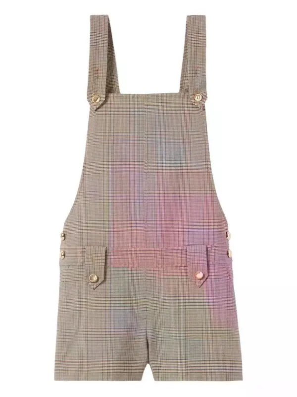 Claudie Pierlot Checked Dungaree Playsuit - Neutrals