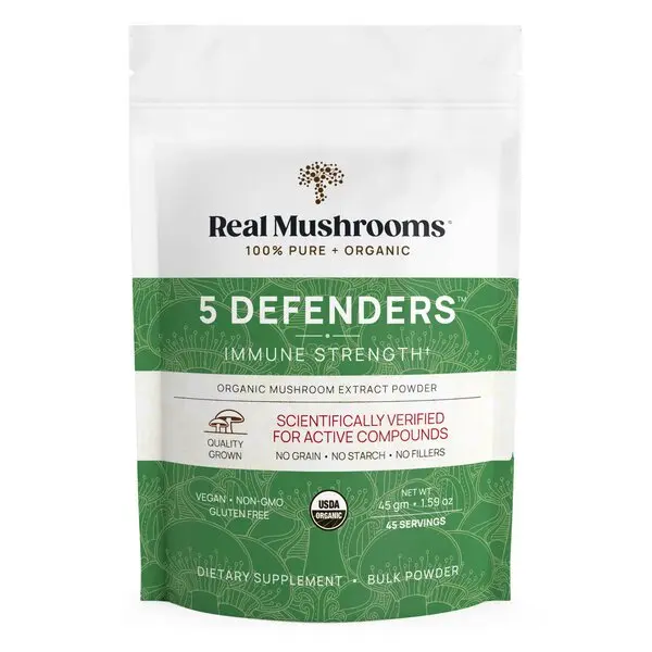 REAL MUSHROOMS 5 Defenders Mushroom Extract Blend Powder 45 Grams - One-color