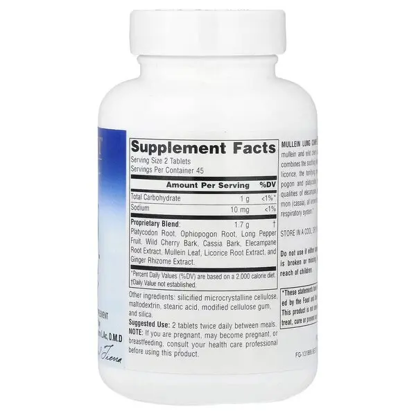 PLANETARY HERBALS Mullein Lung Complex 850 Mg 90 Tablets