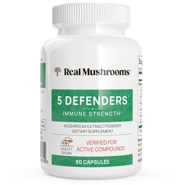 REAL MUSHROOMS 5 Defenders Mushroom Extract Blend Powder Capsules 90 Capsules - One-color