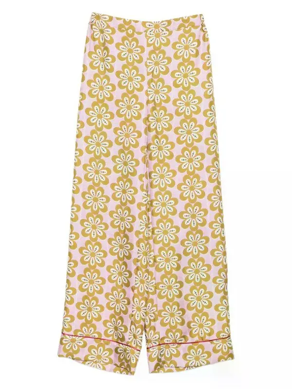 La DoubleJ Floral-print Silk Trousers - Pink