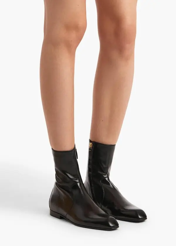 Khaite Colt Ankle Boot In Python-embossed Leather - Black