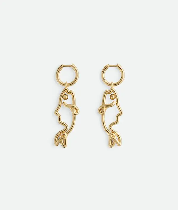 BOTTEGA  VENETA Fish Dangle Earrings - Yellow Gold