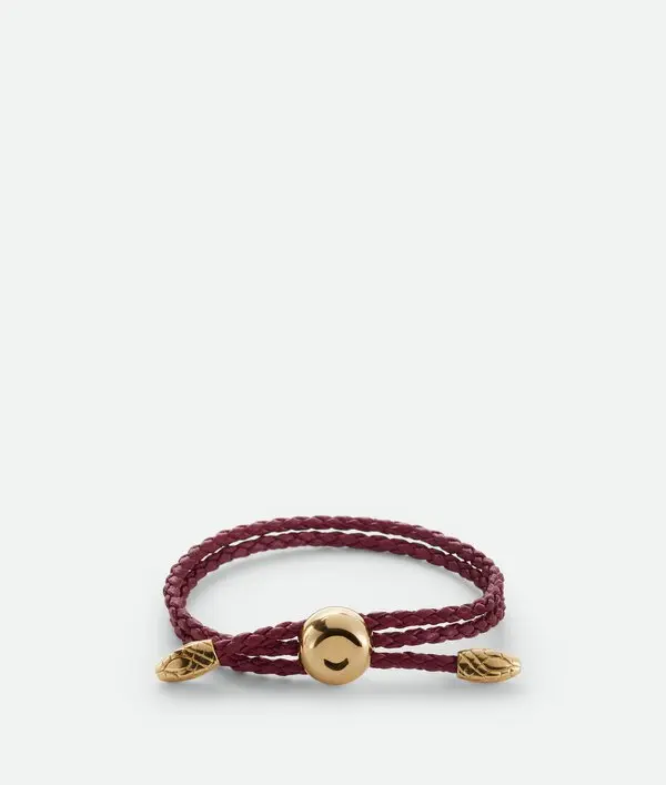 BOTTEGA  VENETA Adam Braided Leather Bracelet - Dark Apple Candy