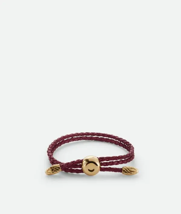 Bottega Veneta Adam Braided Leather Bracelet - Dark Apple Candy