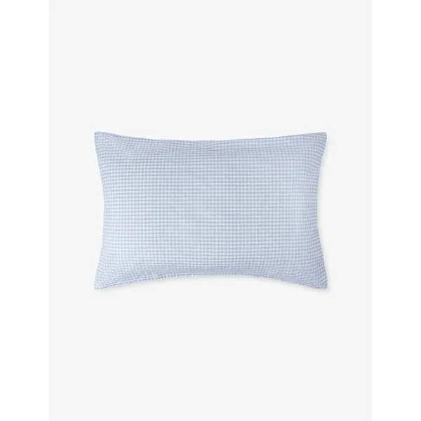 THE WHITE COMPANY Reversible Gingham Cotton Pillowcase 50cm X 75cm - Cloud Blue